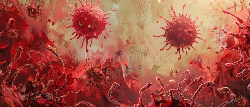 Viruses Inside Cell, Microscopic View of Biological Tissue, Abstract ...