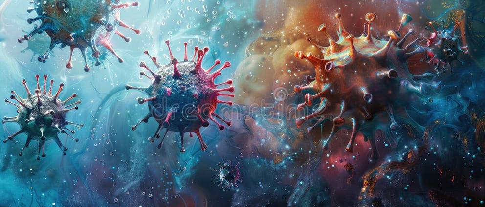 Viruses Inside Cell, Microscopic View of Biological Tissue, Abstract ...