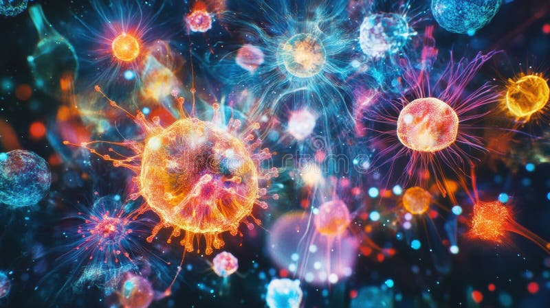 Viruses Interacting with Cells in a Colorful Animated Depiction ...