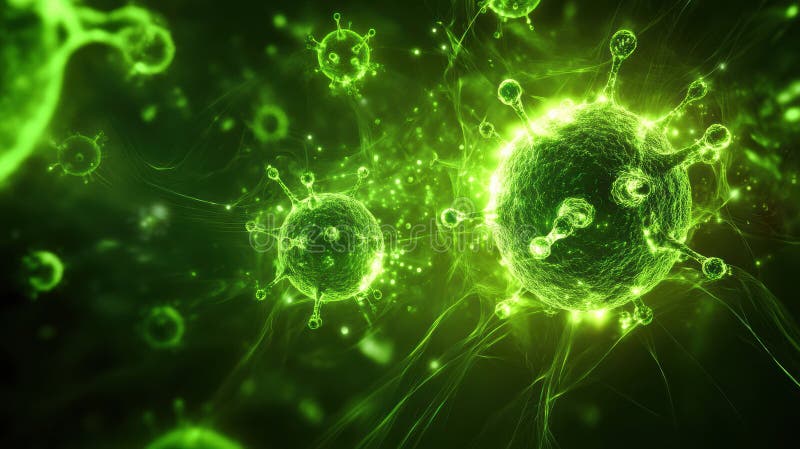 Generative Ai Microscopic View Glowing Cells Bacteria Stock Photos ...