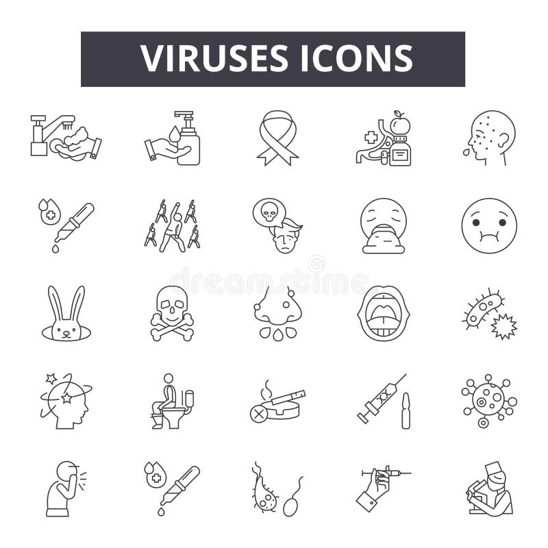 Viruses Line Icons, Signs, Vector Set, Outline Illustration Concept ...