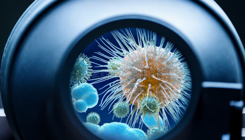 Viruses, Microbes and Bacteria Seen Under a Telescope. Stock ...