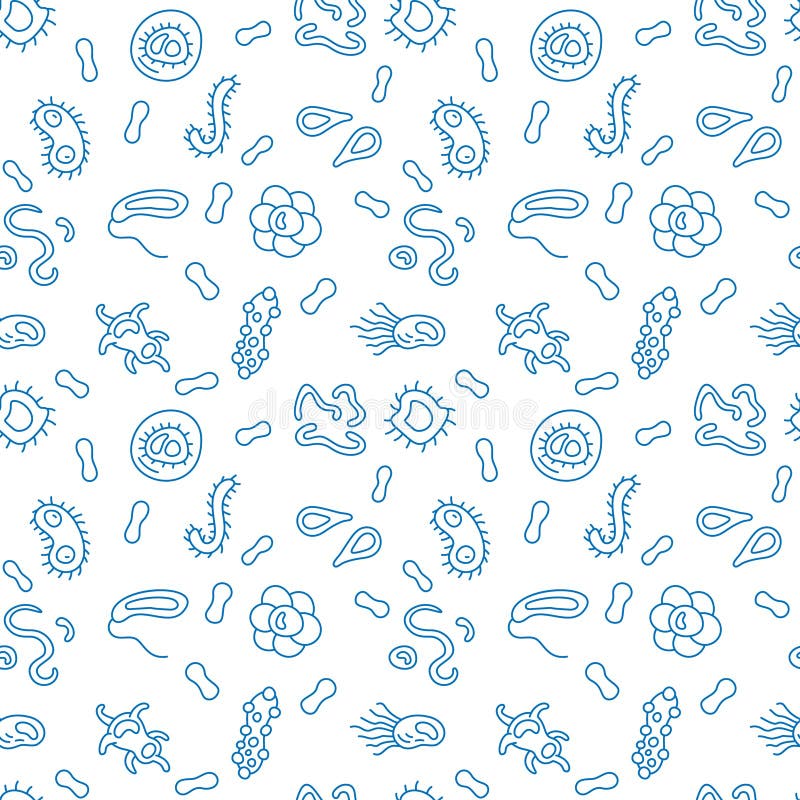 Viruses and Microbes Vector Bioengineering Concept Blue Thin Line ...