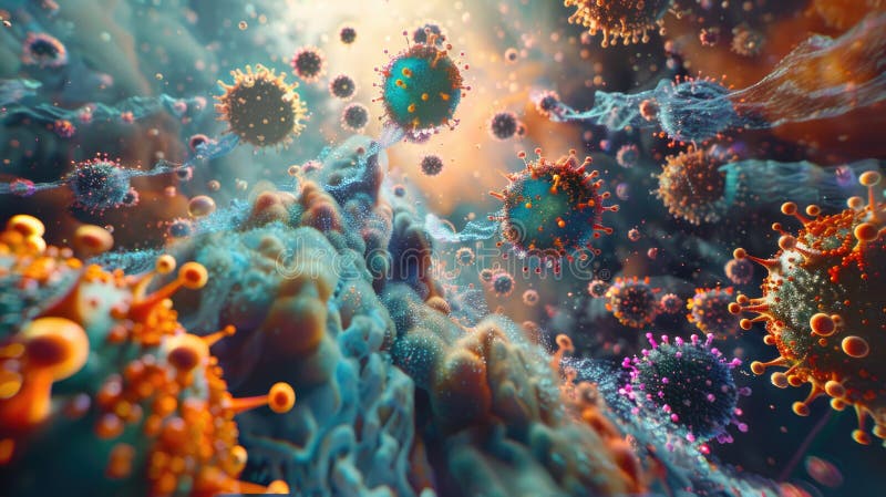 Viruses Microscopic View, Abstract Pattern of Micro Structures ...