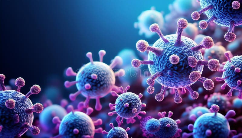 Viruses Microscopic View Background Stock Illustration - Illustration ...