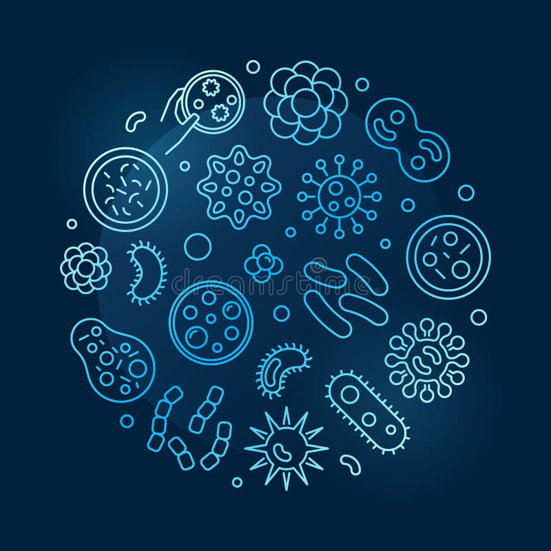 Viruses and Pathogens Vector Blue Concept Outline Symbol Stock Vector ...