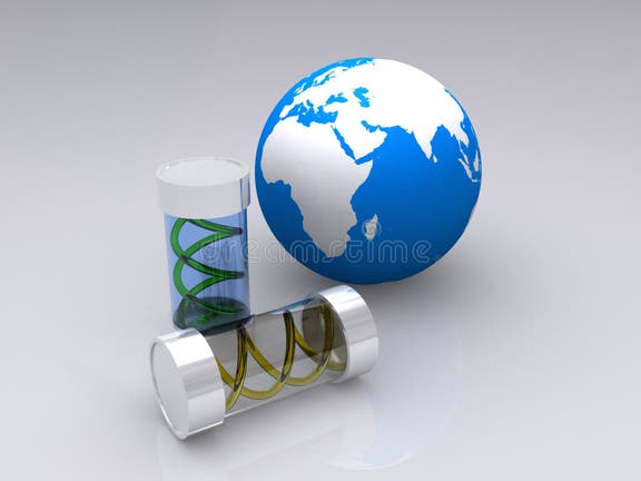 Viruses in Tubes with Globe Stock Illustration - Illustration of test ...