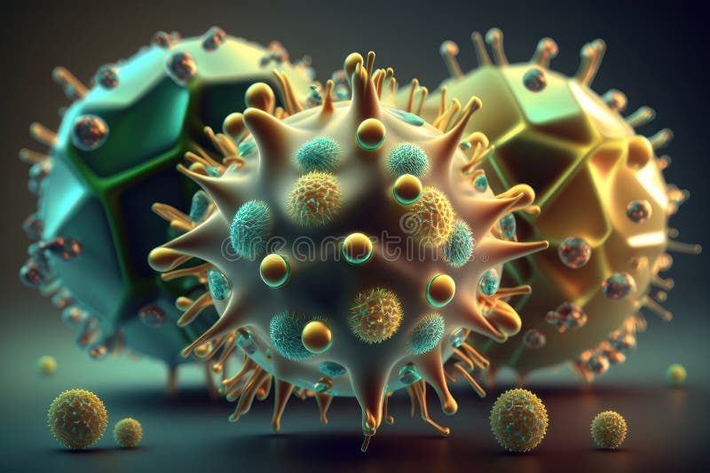 Viruses Under the Microscope. AI Generative Stock Illustration ...
