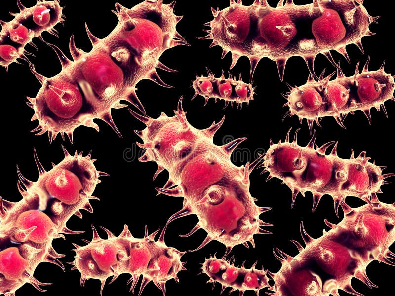 Viruses under microscope stock illustration. Illustration of illness ...