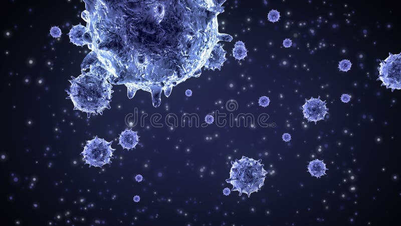 Viruses Under Microscope.Human Immune System Virus Moving Across Screen ...