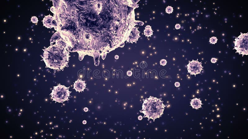 Viruses Under Microscope.Human Immune System Virus Moving Across Screen ...
