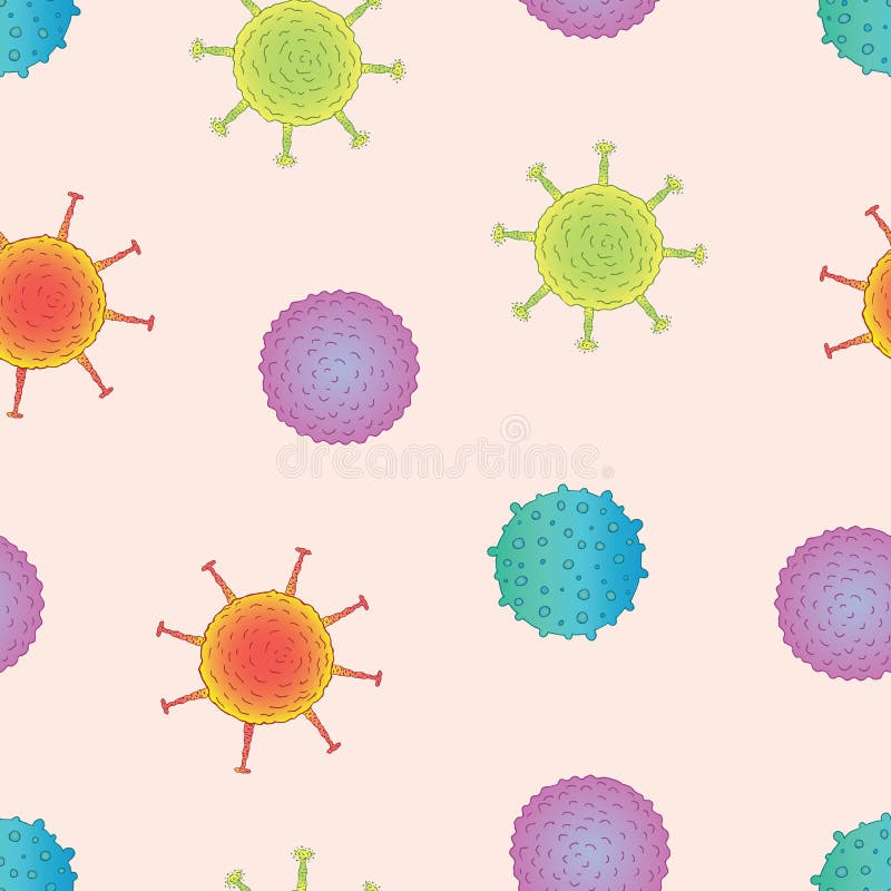Viruses Vector Bright Seamless Pattern Stock Vector - Illustration of ...