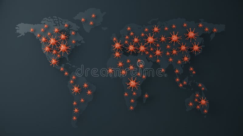 Viruses on the World Map, Coronavirus, Covid 19 Spread Concept. Stock ...