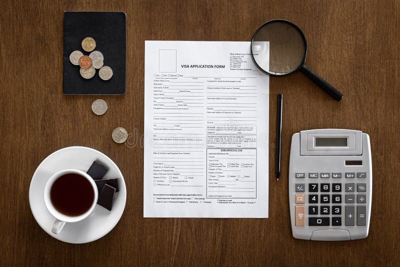 Visa Application Form on a Wooden Table, Visa Processing, Registration ...