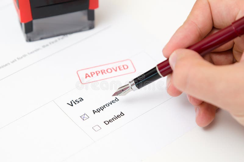 Visa and Approved Stamp on a Document Form Stock Photo - Image of pass ...