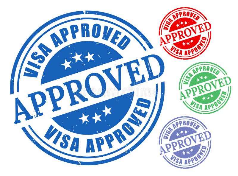 Visa Approved Stamp Vector Set, Grunge Style Immigration Label Pack ...