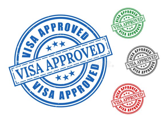 Visa Authorization Stamp Bundle, Grunge Rubber Travel Document Labels ...