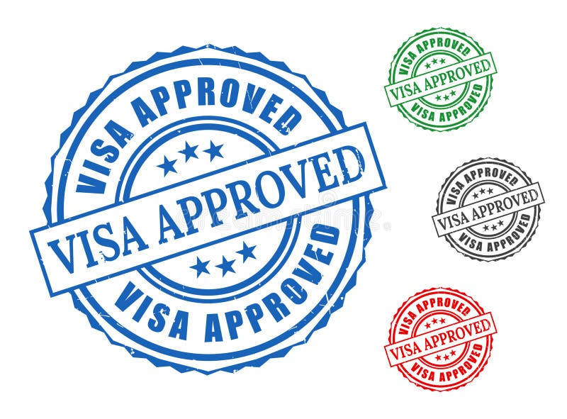 Visa Clearance Stamp Vector Set, Grunge Travel Authorization Labels ...