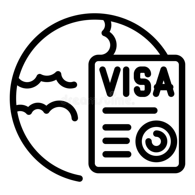 Visa Document And Globe Line Icon Stock Vector Illustration Of Trip