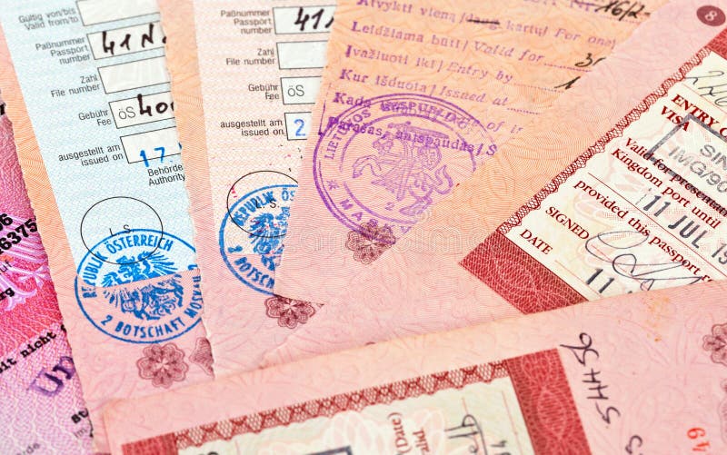 American Passports & Immigration Stamps Background Stock Photo - Image ...