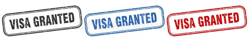 Visa Granted Square Isolated Sign Set. Visa Granted Stamp Stock Vector ...