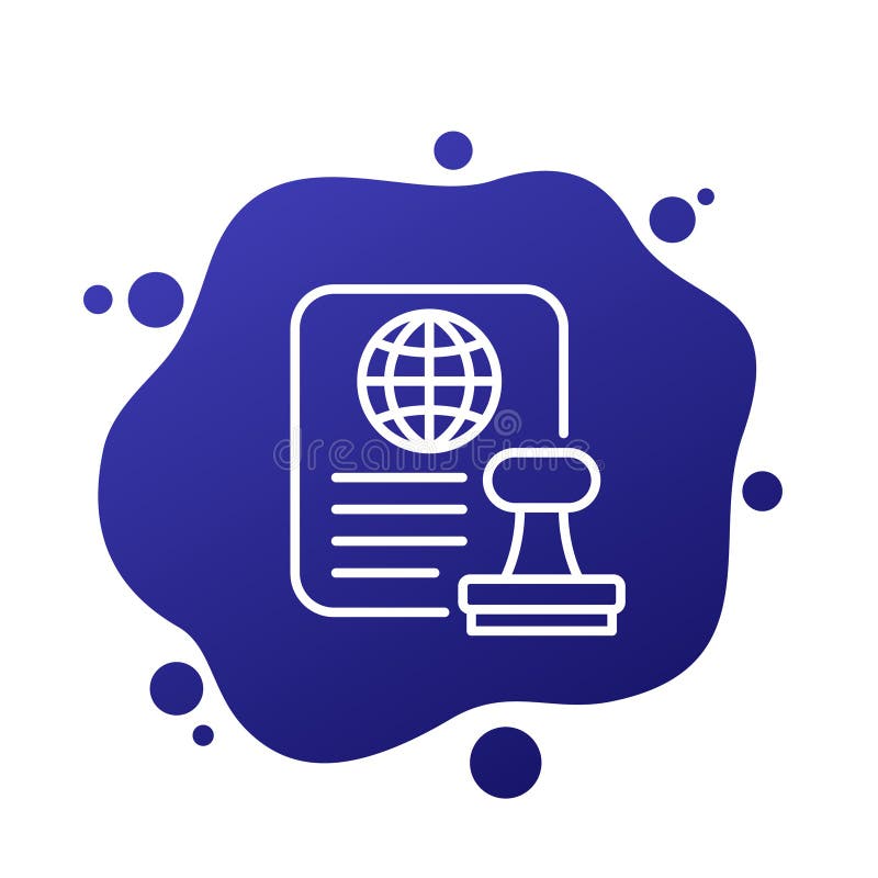 Visa Icon. Visa Stamp in Passport Sign. Consul Residence Symbol ...