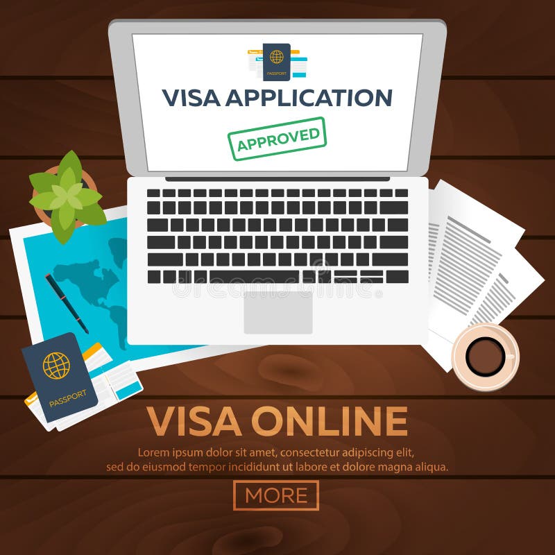 Visa Online. Visa Application. Document for Travel. Vector Flat ...