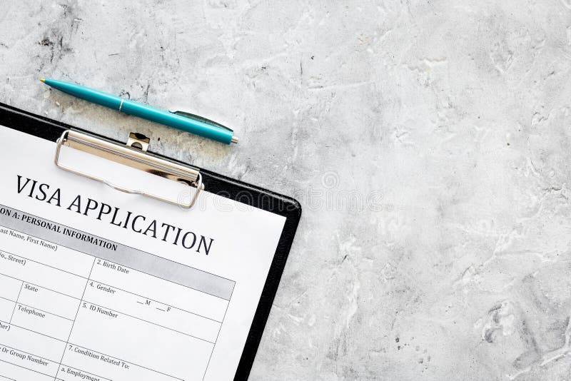 Visa Processing, Registration. Visa Application Form on Dark Wooden ...