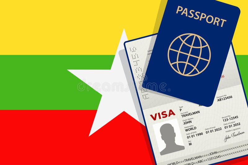 Myanmar Passport. Myanmar Flag Background. Vector Illustration Stock ...