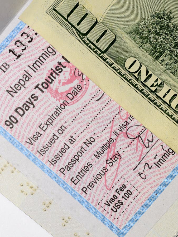 Visa To Nepal, Worth US 100 2017 Stock Photo - Image of sticker ...