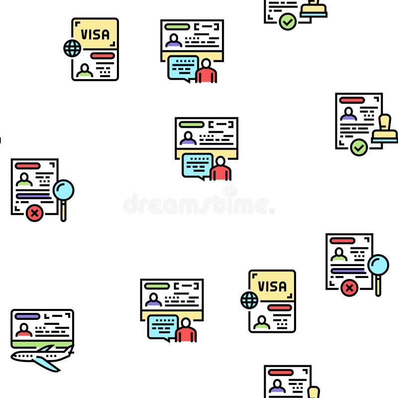Visa for Traveling Vector Seamless Pattern Stock Vector - Illustration ...
