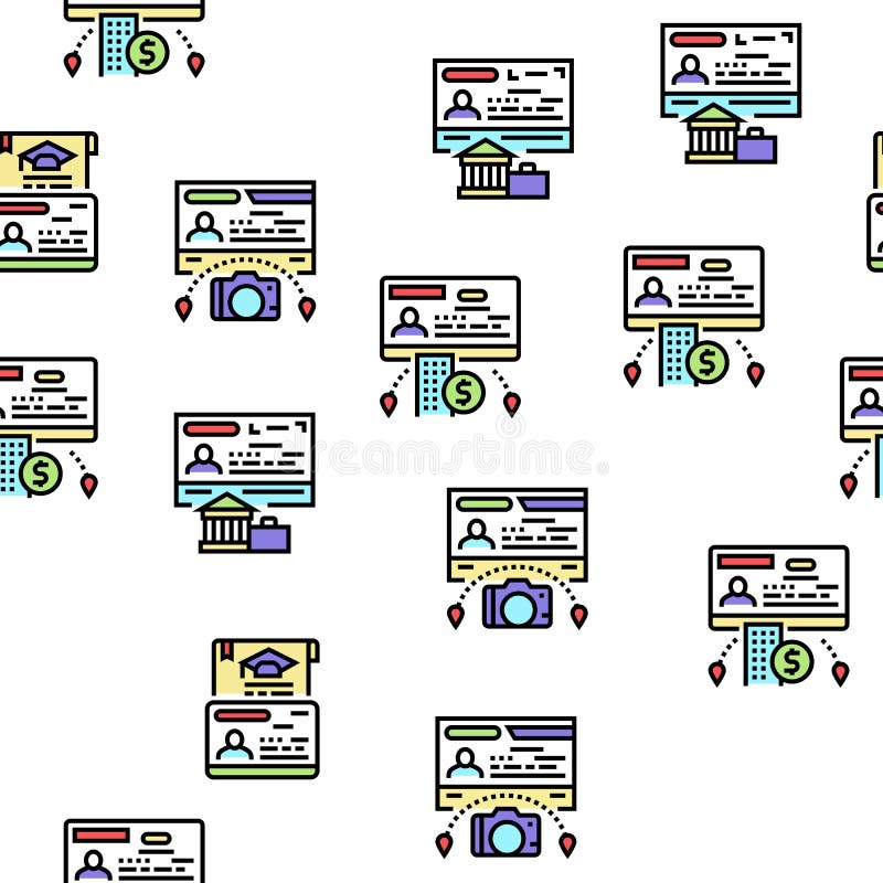 Visa for Traveling Vector Seamless Pattern Stock Vector - Illustration ...