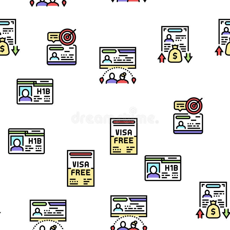 Visa for Traveling Vector Seamless Pattern Stock Vector - Illustration ...