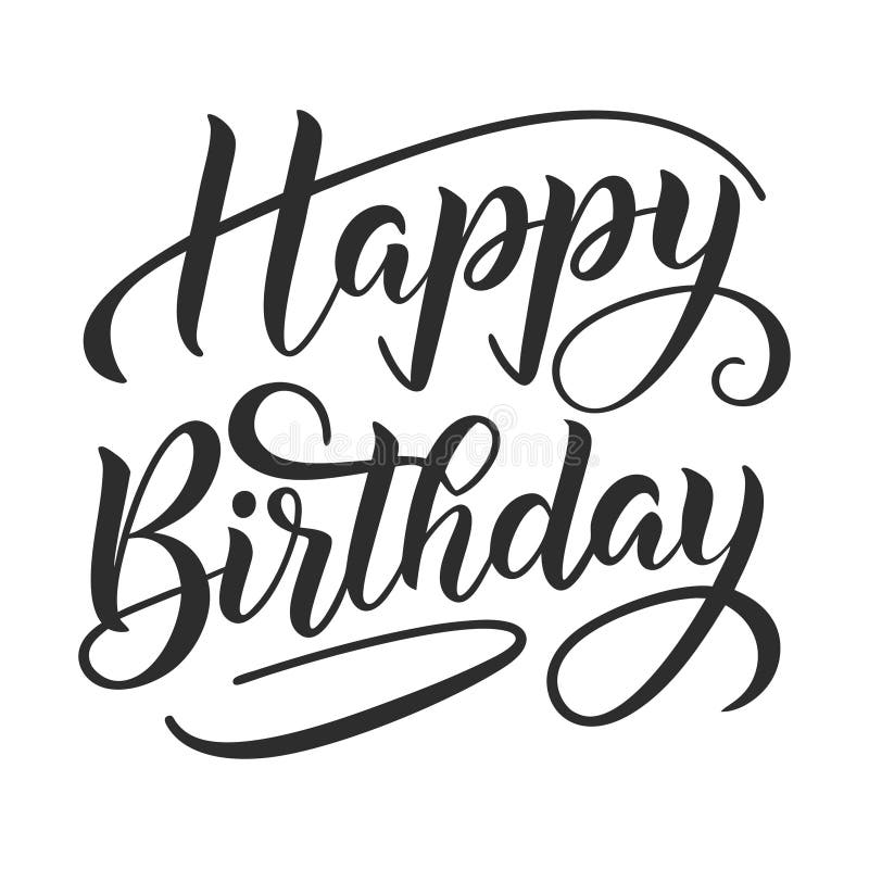 Happy Birthday Elegant Calligraphy Design in Black and White for ...