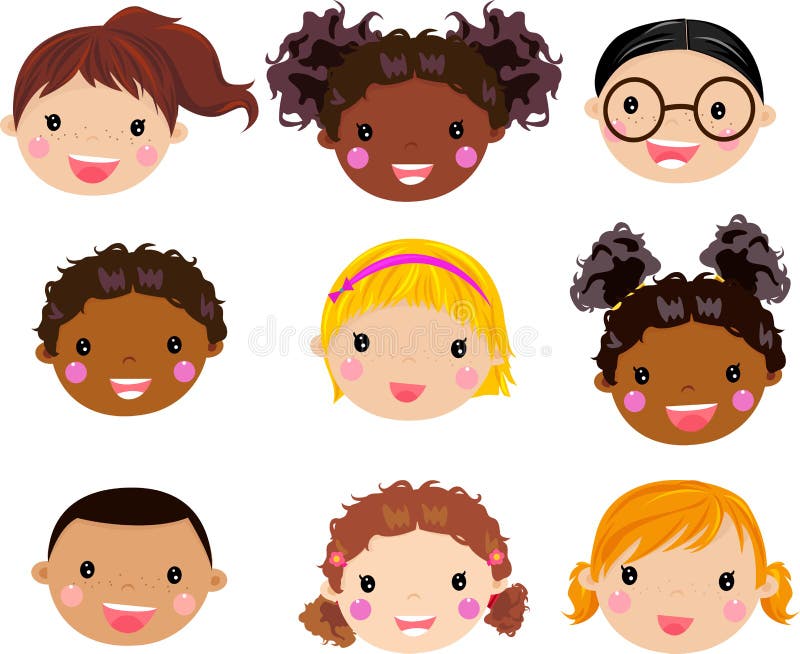 Visage D'enfants De Dessin Animé Illustration de Vecteur - Illustration ...