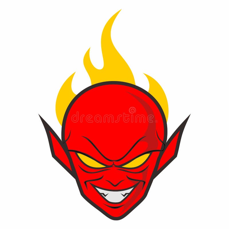 Visage De Diable Rouge Avec Feu Illustration de Vecteur - Illustration ...