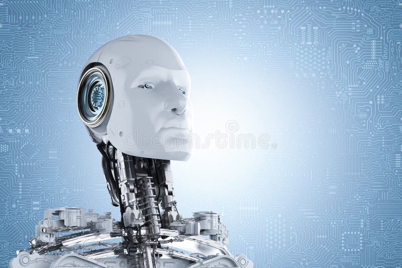 Visage De Cyborg Ou Visage De Robot Illustration Stock - Illustration ...