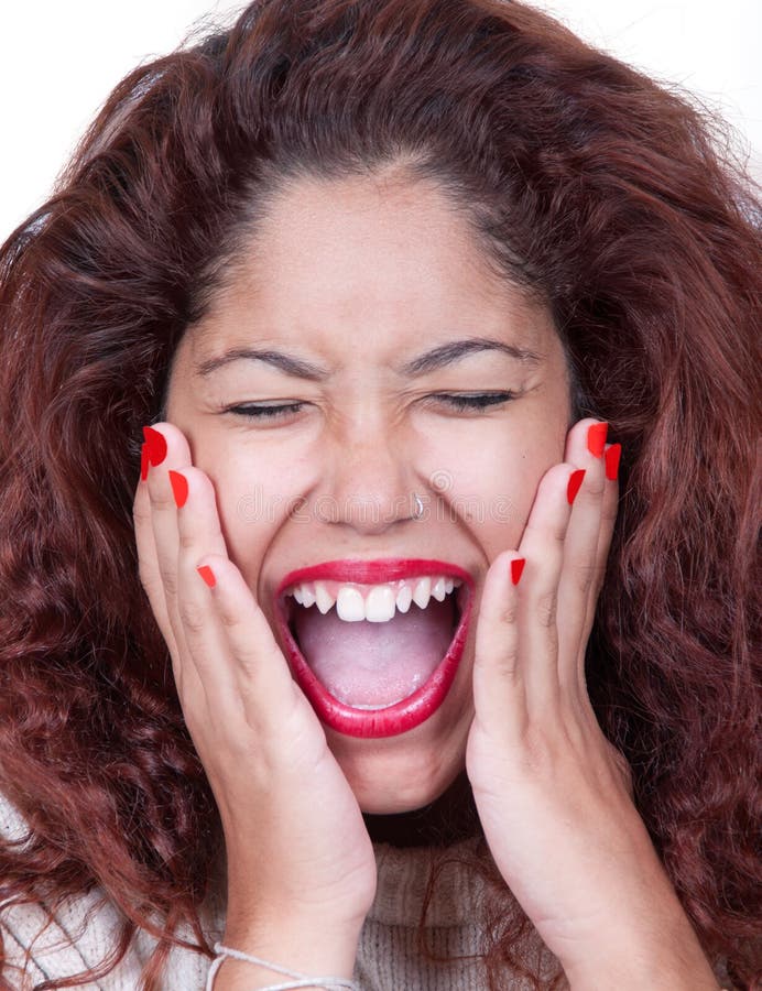 Effrayé Visage Choquant Nouvelle Effrayée Fille Dans Le Cadre Photo ...