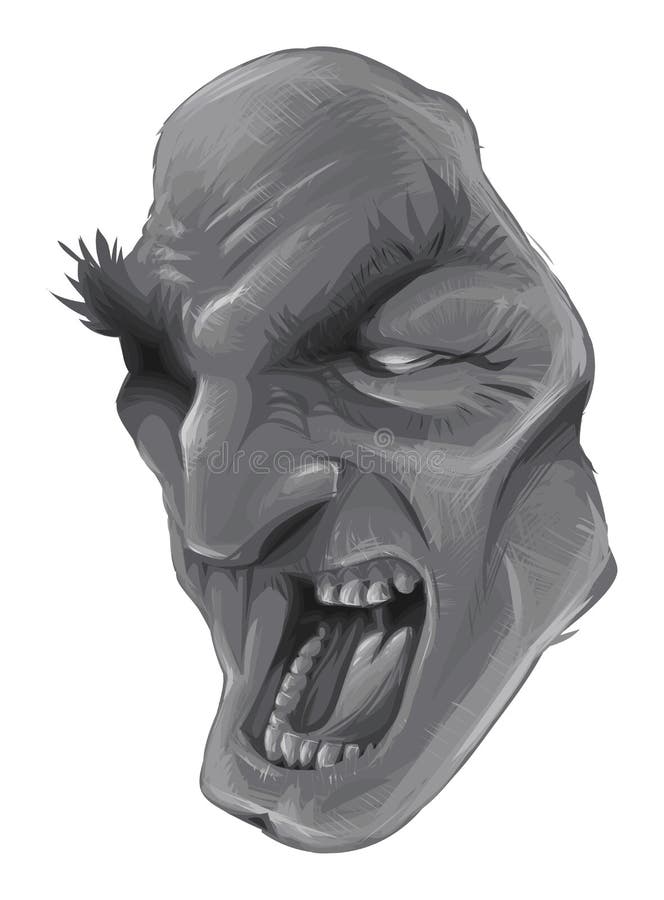 Le Visage D'un Homme Effrayant Sur Le Fond Blanc Illustration Stock ...