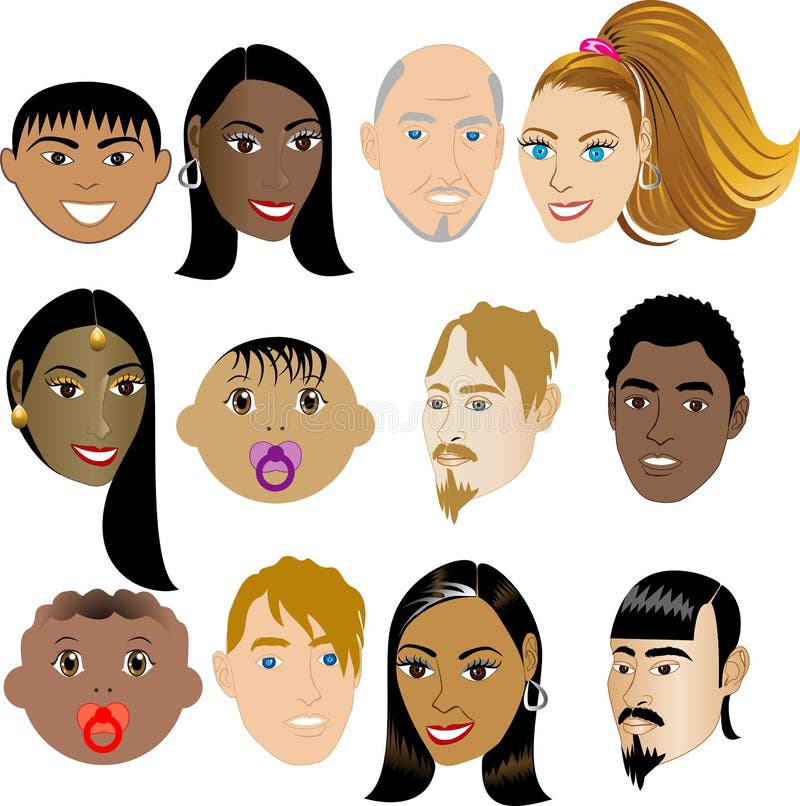 Visages 4 de gens illustration de vecteur. Illustration du gris - 16827774