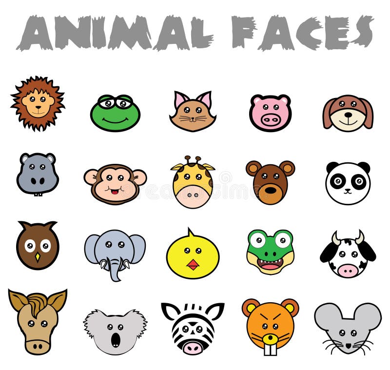 Visages animaux illustration de vecteur. Illustration du éléphant ...