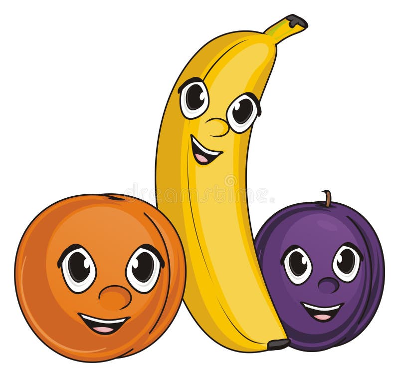 Visages Des Fruits Avec Les Signes Colorés Illustration Stock ...