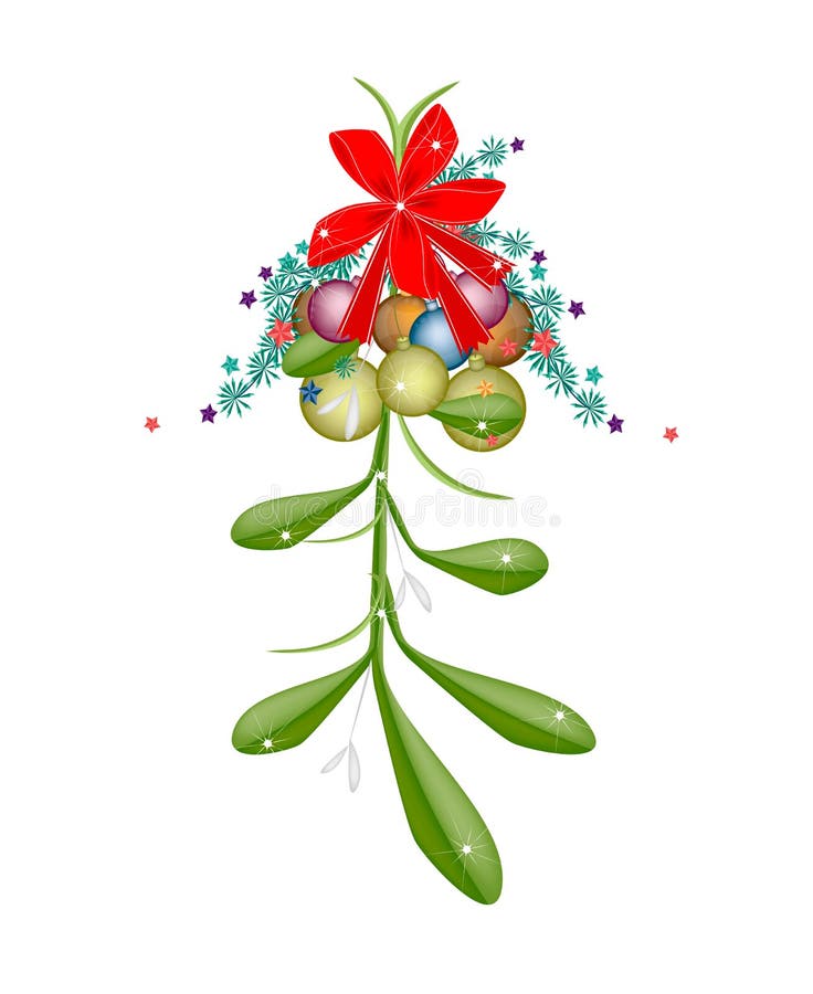 Disegno Del Ramo Del Vischio Di Natale Illustrazione Vettoriale ...