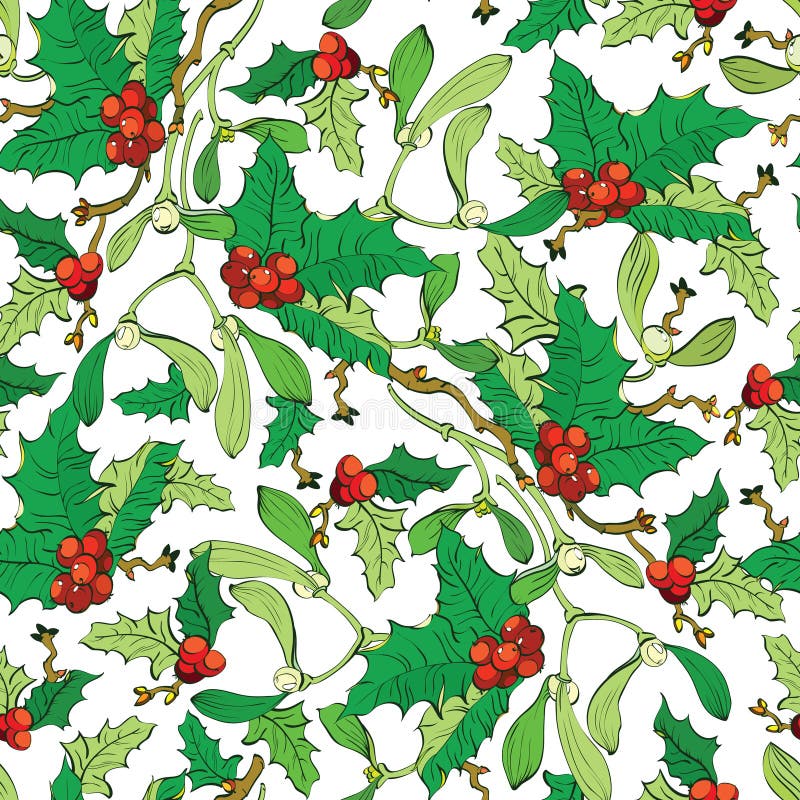 Visco Holly Berries Seamless Pattern Do Vetor Ilustração do Vetor ...