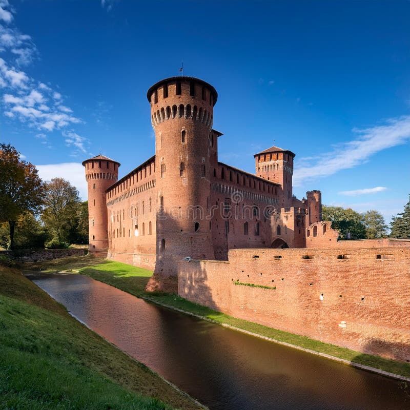Visconti Dark-red Brick Castle, AI Generated Stock Illustration ...