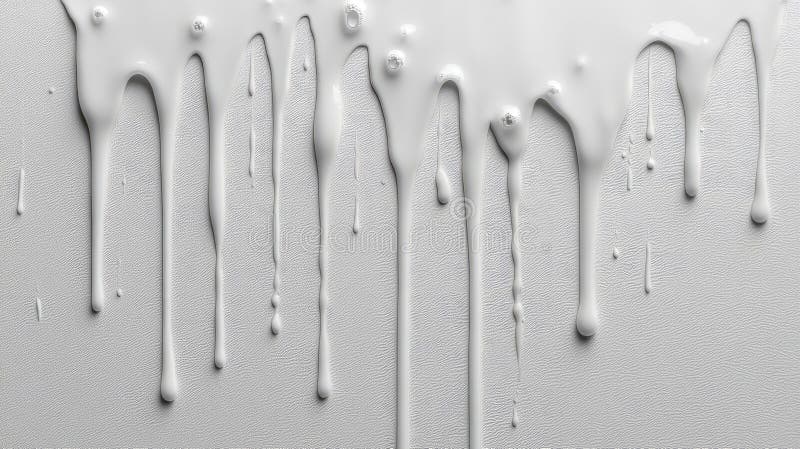Viscous Droplets of Slimy Substance Dripping Down a Smooth White ...