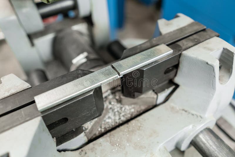 Vise To Secure the Workpiece. Circular Saw Machine. Cutting a Metal and ...