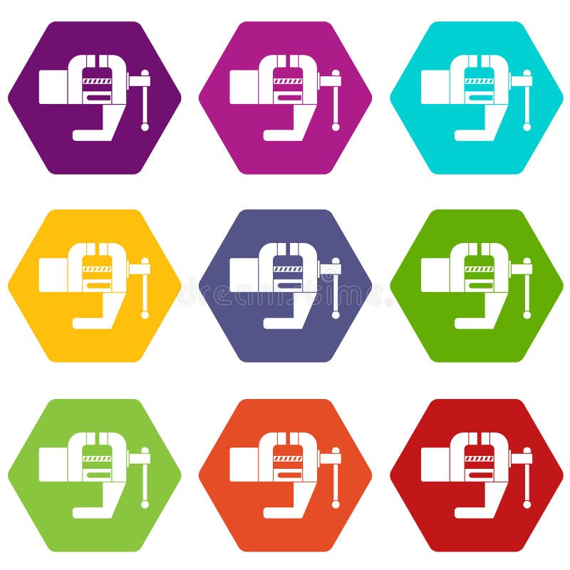 Vise Tool Icon Set Color Hexahedron Stock Vector - Illustration of ...