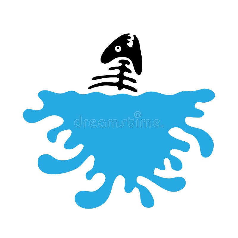 Visgraat in Water, Vectorembleem Vector Illustratie - Illustration of ...