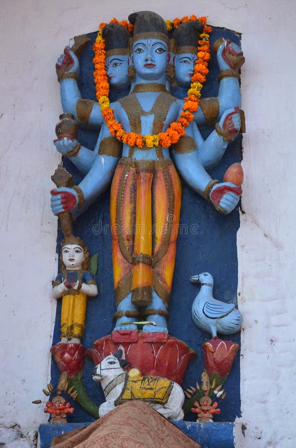 Vishnu Blue Statue of a Hindu Deity in Varanasi, India Stock Image ...
